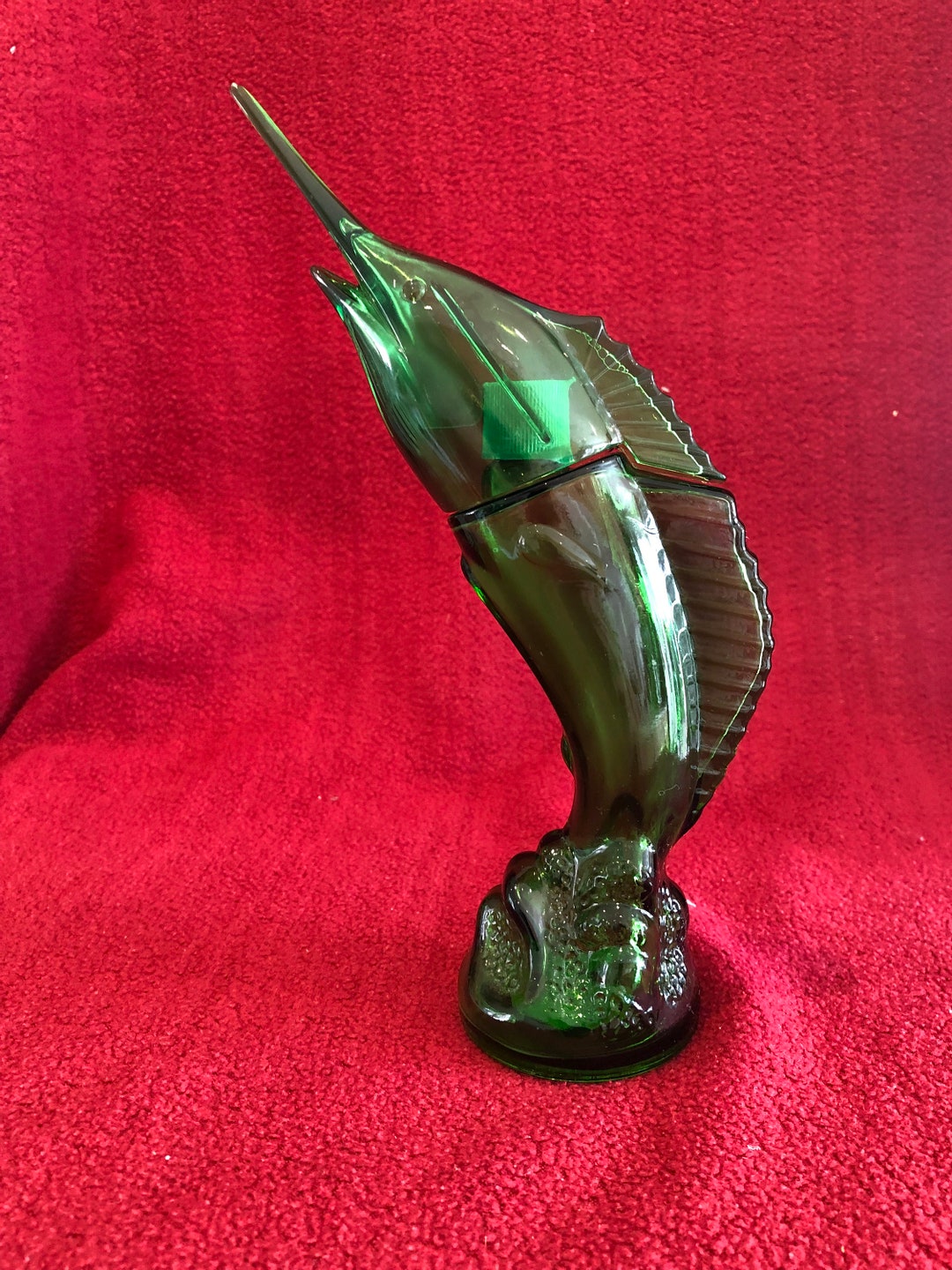 Avon Magnum Swordfish Green Glass Empty After Shave Bottle 8" Tall ...