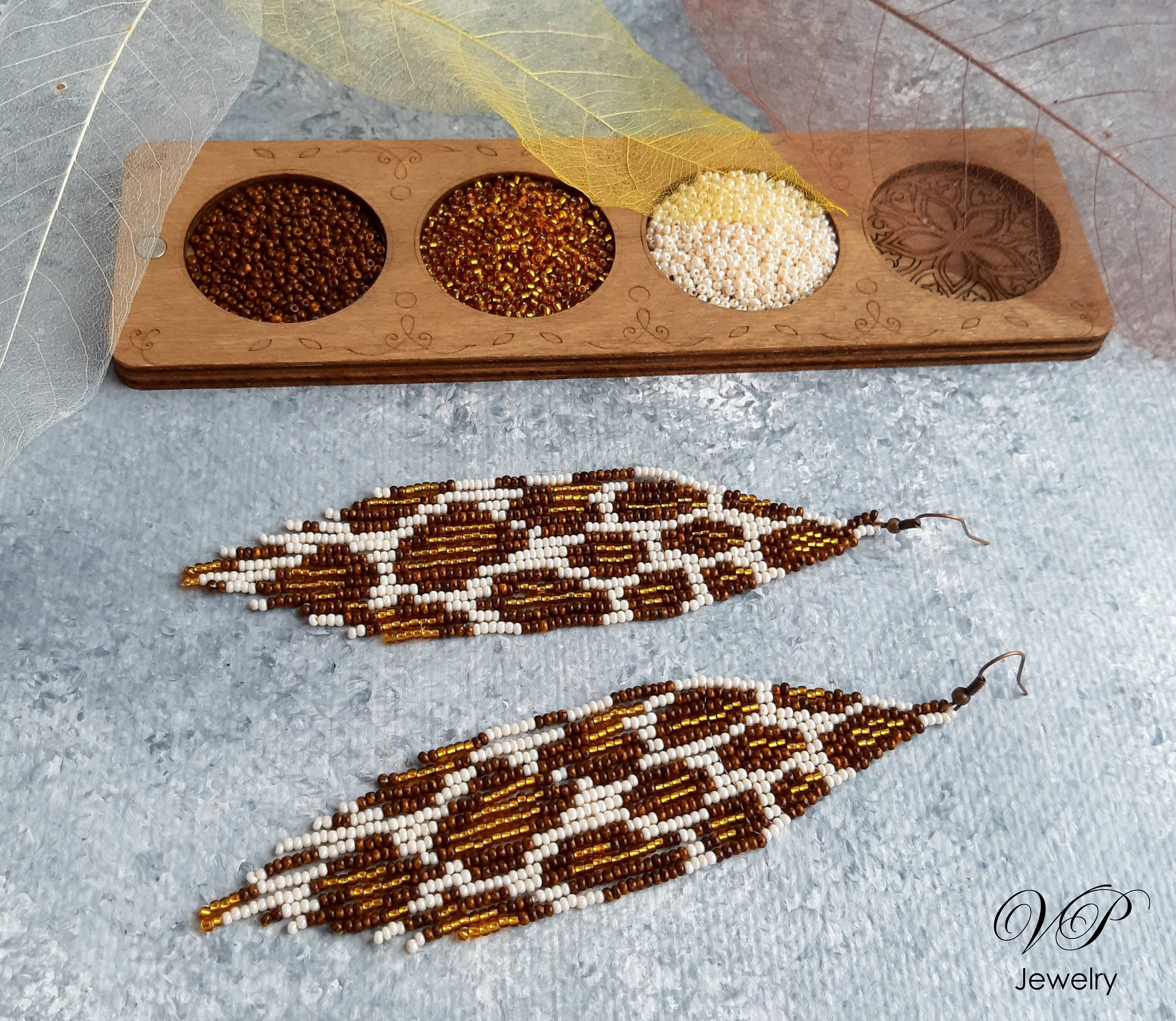 Leopard Seed Bead Earrings Leopard Print Earrings Fringe Chandelier ...