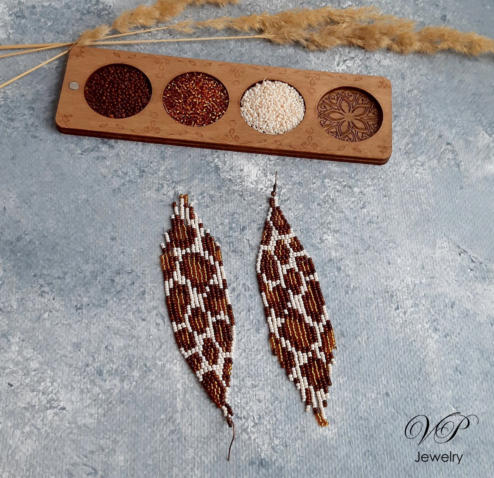 Leopard Seed Bead Earrings Leopard Print Earrings Fringe Chandelier ...