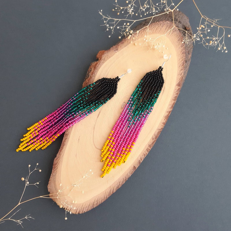 Seed Beaded Earrings - Etsy