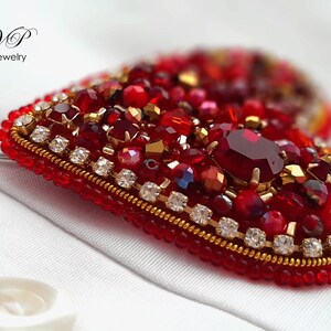 Heart Brooch Pin Red Beaded Brooch Embroidery Brooch - Etsy