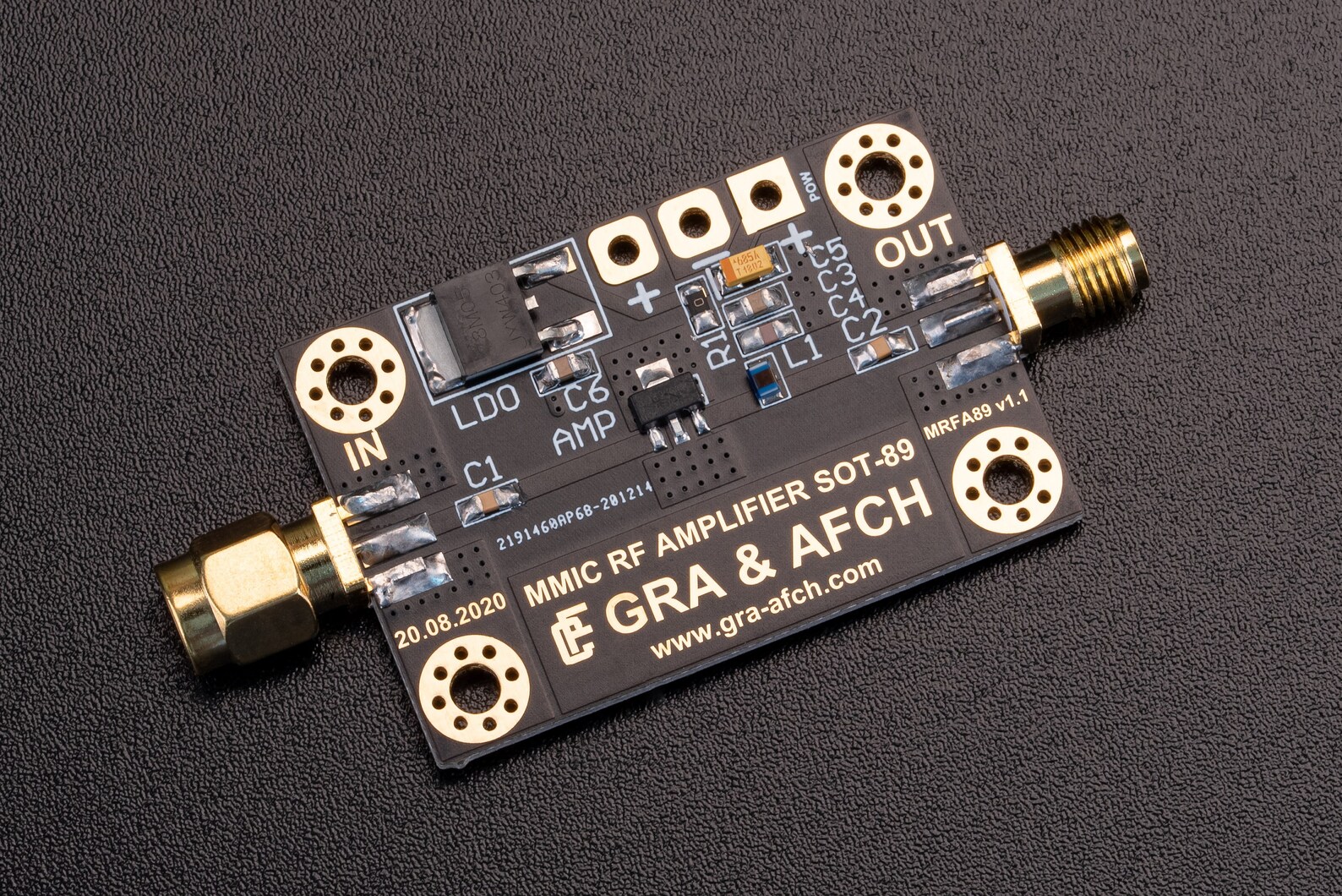 RF Amplifier 8-2000 MHz, Gain 20 dB, P 20 dBm MRFA89 MMIC SOT-89 Gold ...