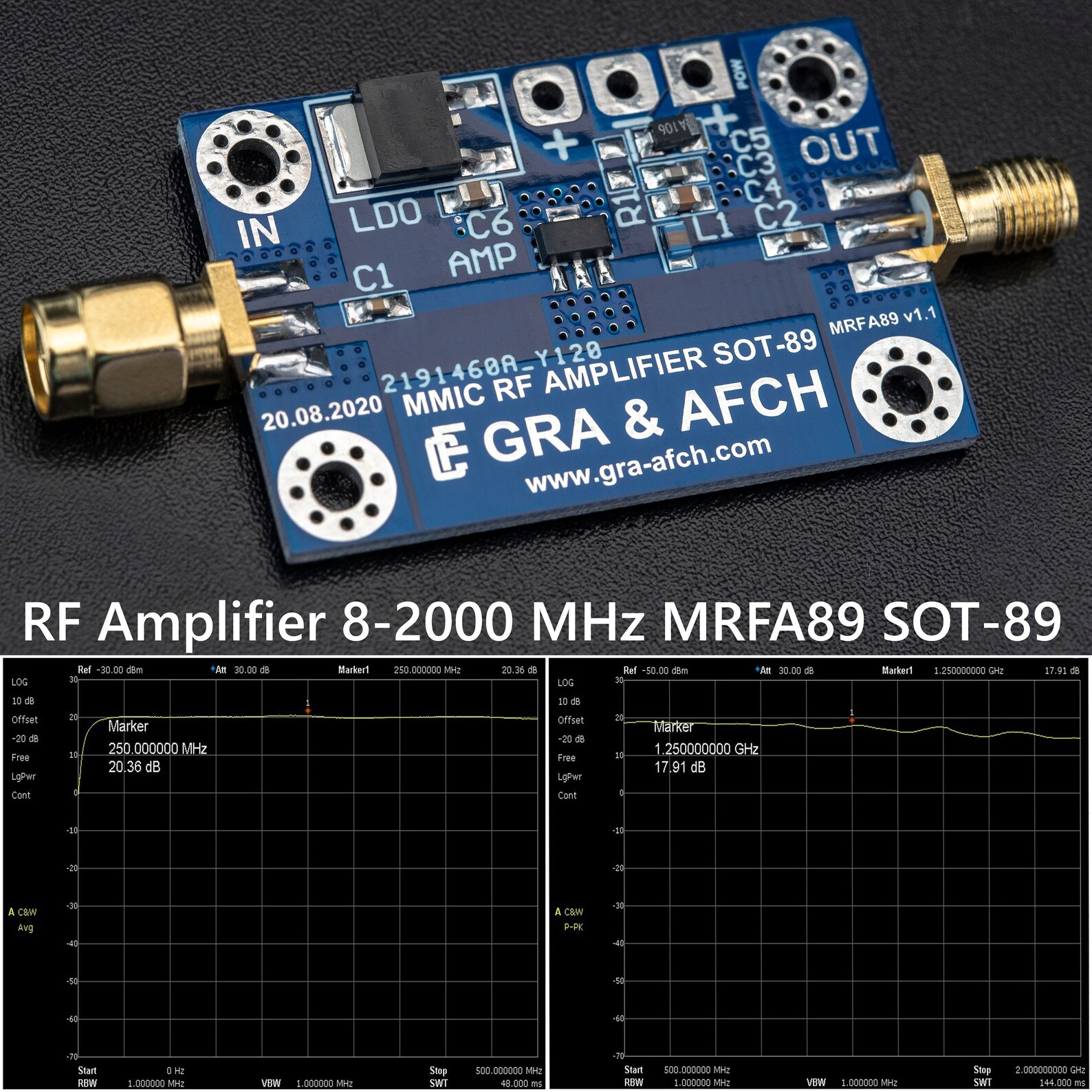 RF Amplifier 8-2000 MHz Gain 20 dB P 20 dBm MRFA89 MMIC | Etsy