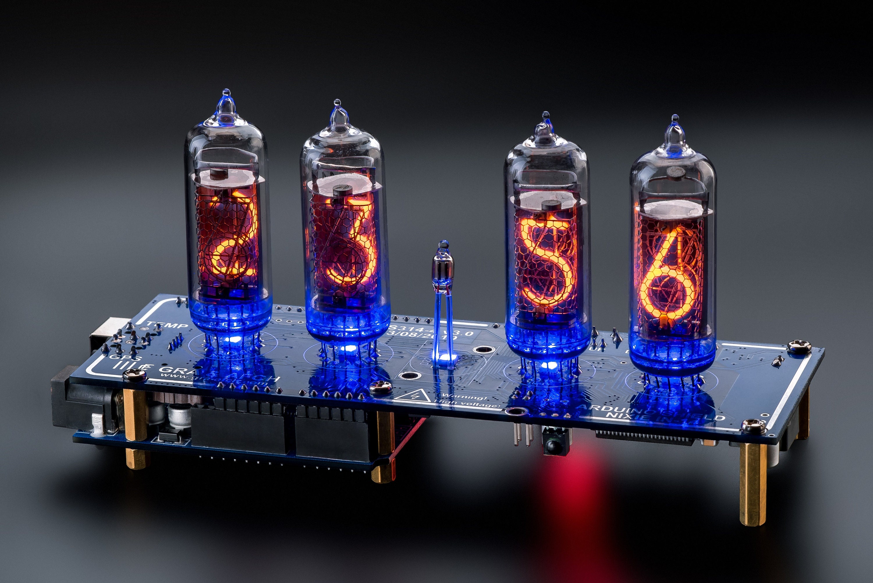 Nixie Tubes Clock IN-14 Arduino Shield column, Sockets, Arduino 4 Tubes Gra & Afch - Etsy
