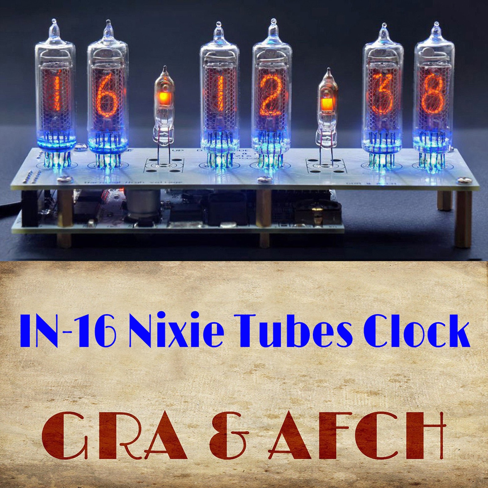 Nixie Clock on IN-16 Tubes (with RGB, USB, Music) Arduino Compatible - Etsy