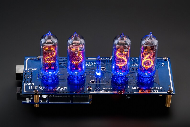 Nixie Tubes Clock IN-14 Arduino Shield column, Sockets, Arduino 4 Tubes Gra & Afch - Etsy