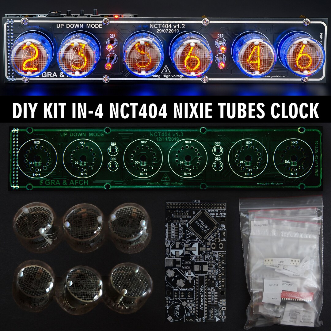 DIY KIT IN-4 Nixie Tubes Clock With Sockets [tubes, Power Supply] Black ...
