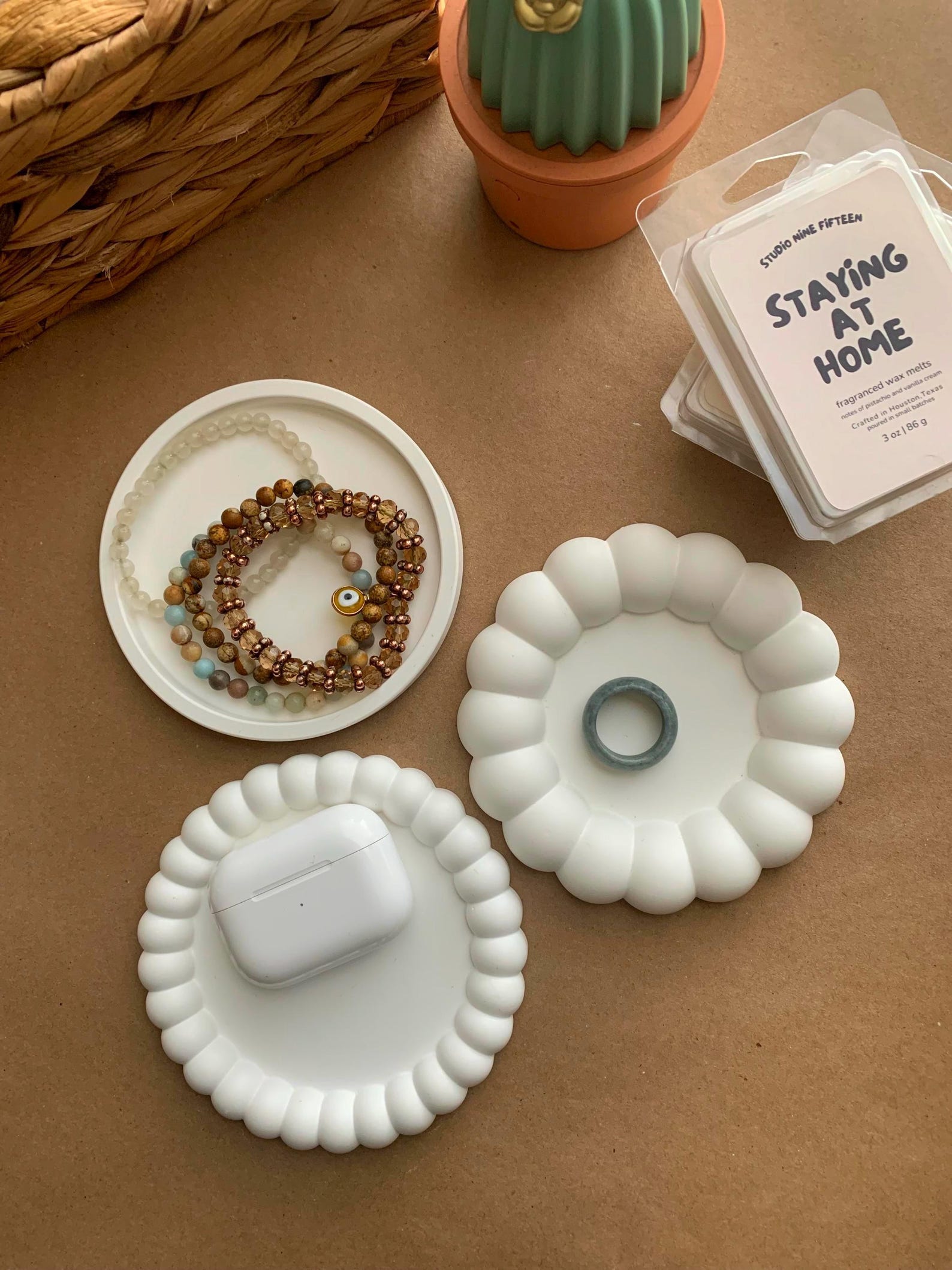 White Ceramic Resin Bubble |trinket Trays |smooth Trinket Coaster Set ...