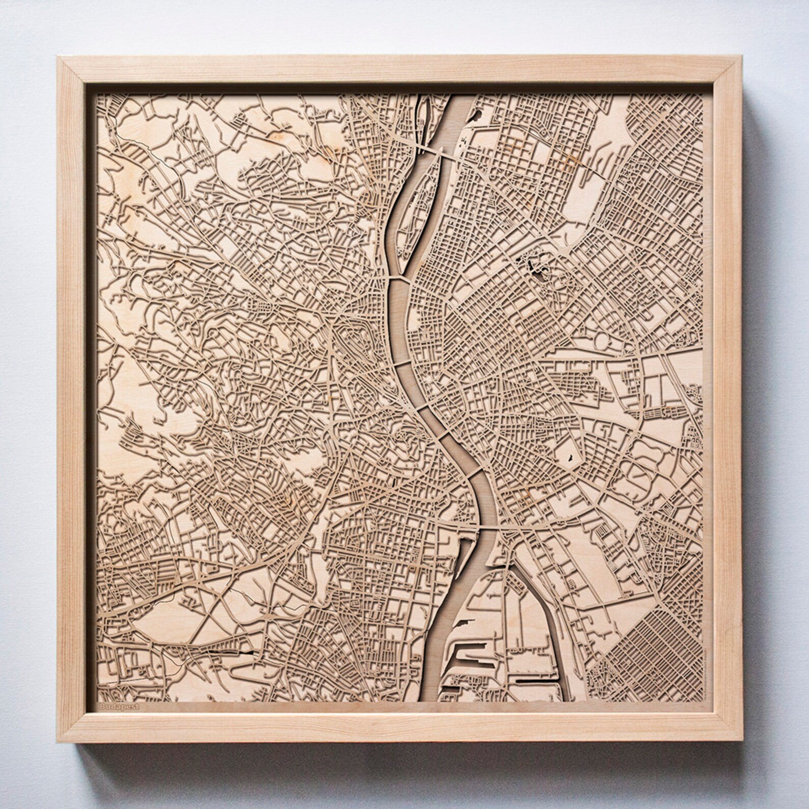 Budapest Wooden Map Pinewood Laser Cut Streets City Maps 3d | Etsy