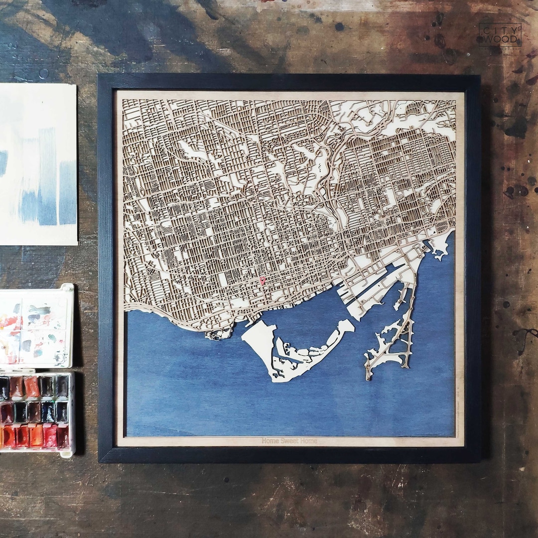 Toronto Wooden Map - Laser Engraved - Etsy