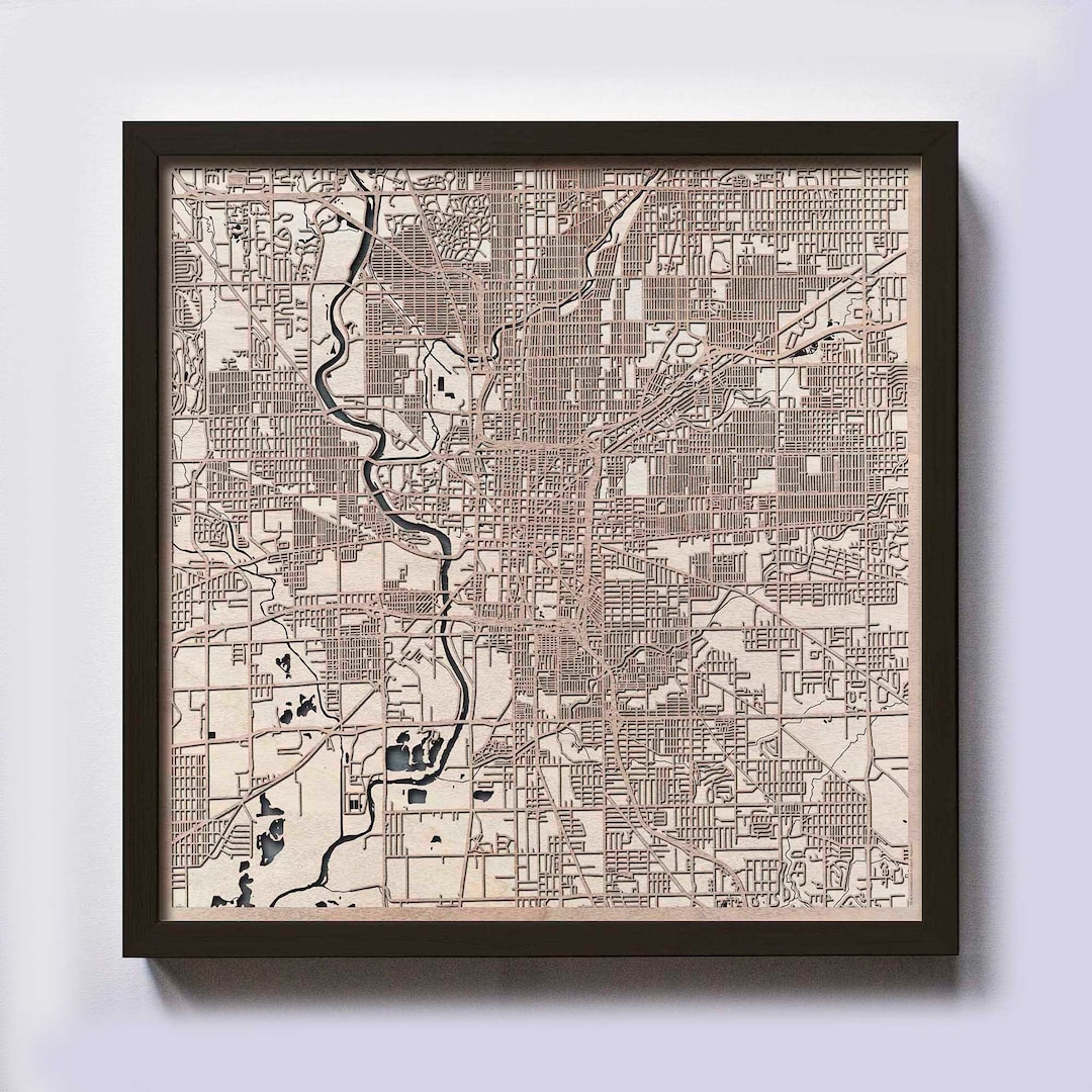 Indianapolis Wood Map – Laser Cut Framed Wall Art - Etsy