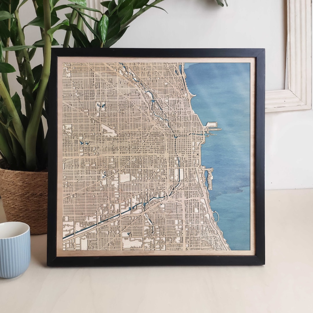 Chicago Custom Wood Map - Personalized Art Gift - Etsy