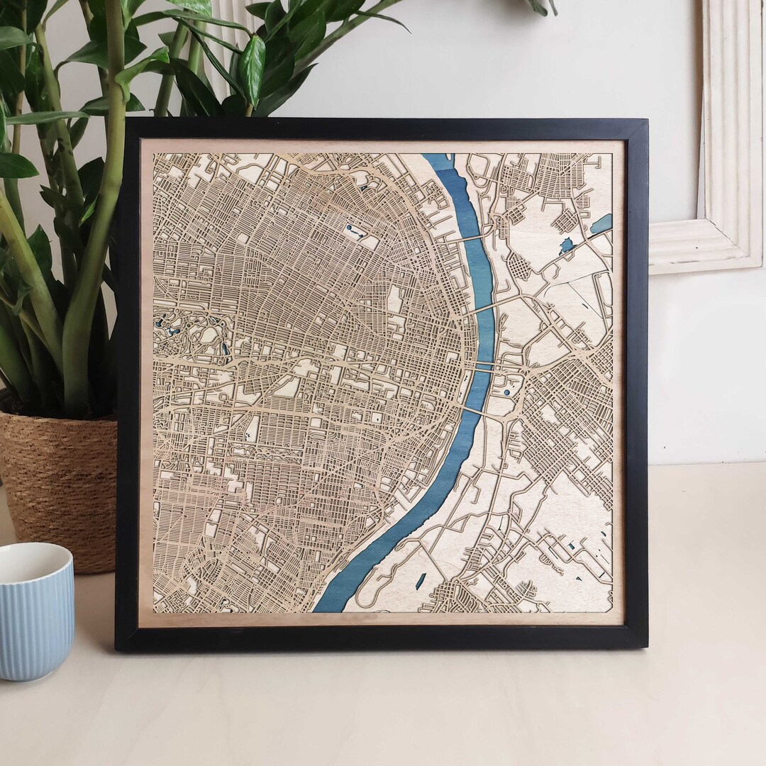 St Louis Custom Wood Map - Personalized Art Gift - Etsy