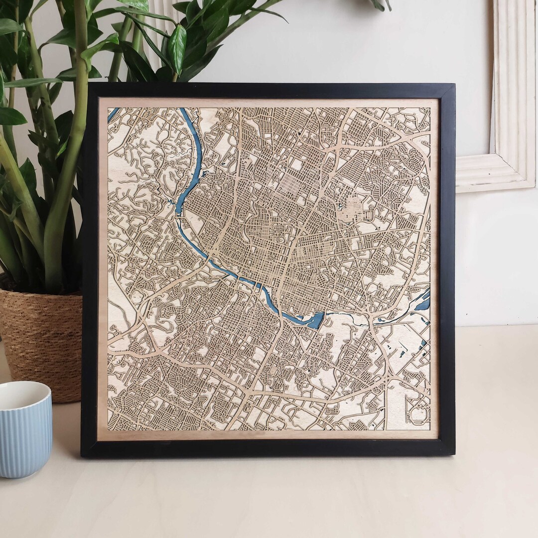 Austin Custom Wood Map - Personalized Art Gift - Etsy