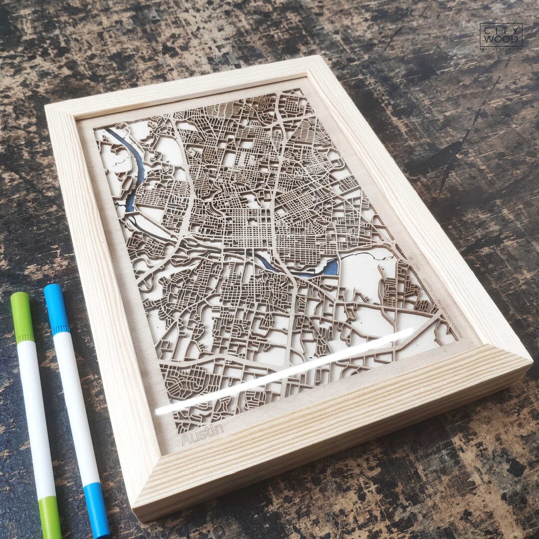 Austin Wooden Map - Laser Engraved - Etsy