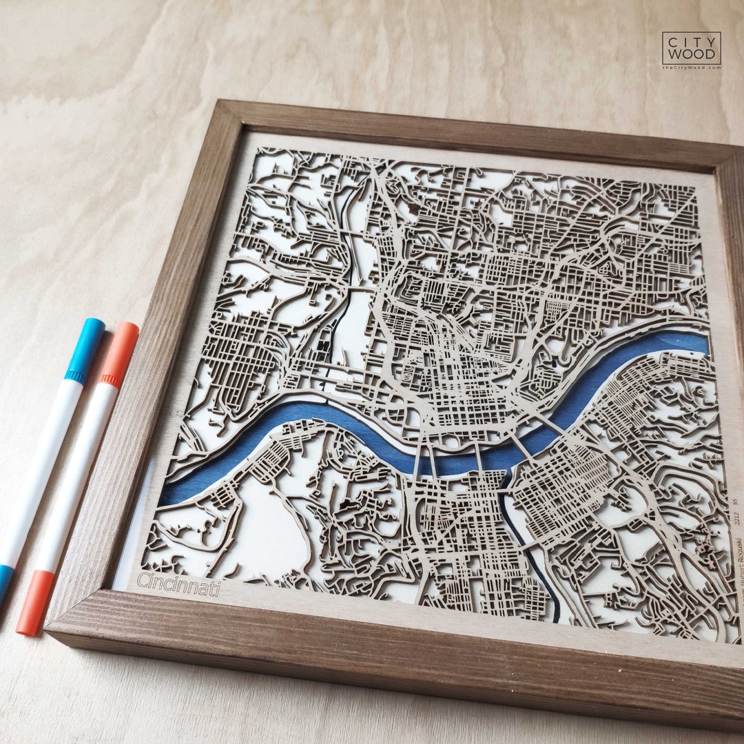 Cincinnati Wood Map - Wall Decor - Etsy