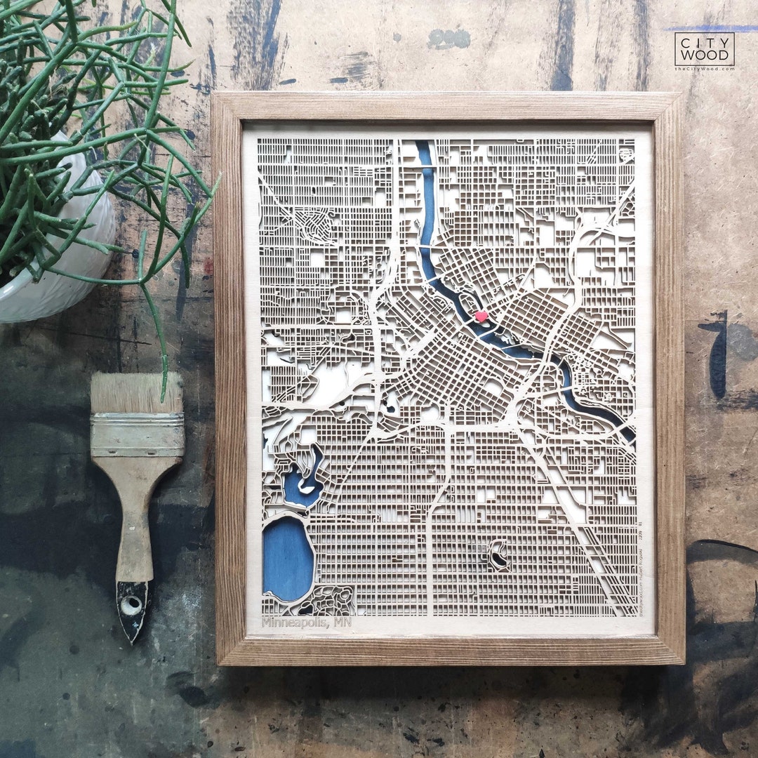 Minneapolis Wood Map - 3d City Map - Etsy