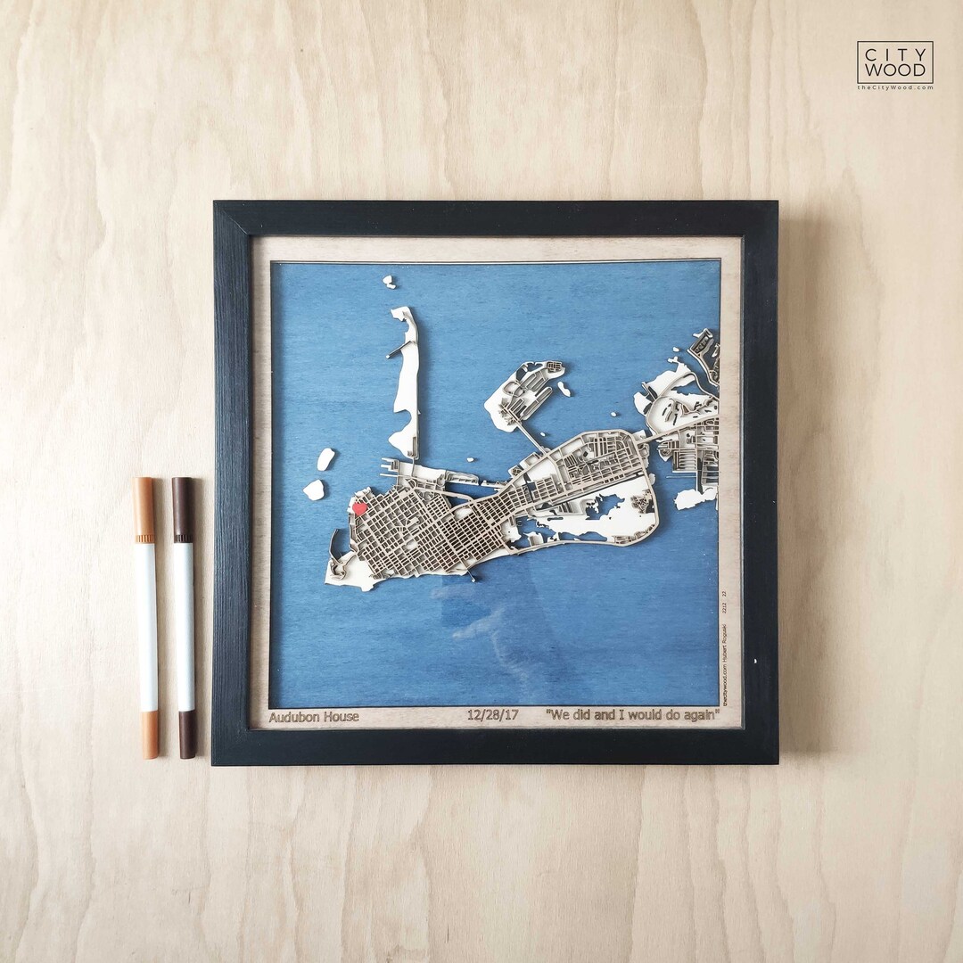 Key West Wood Map - 3d City Map - Etsy