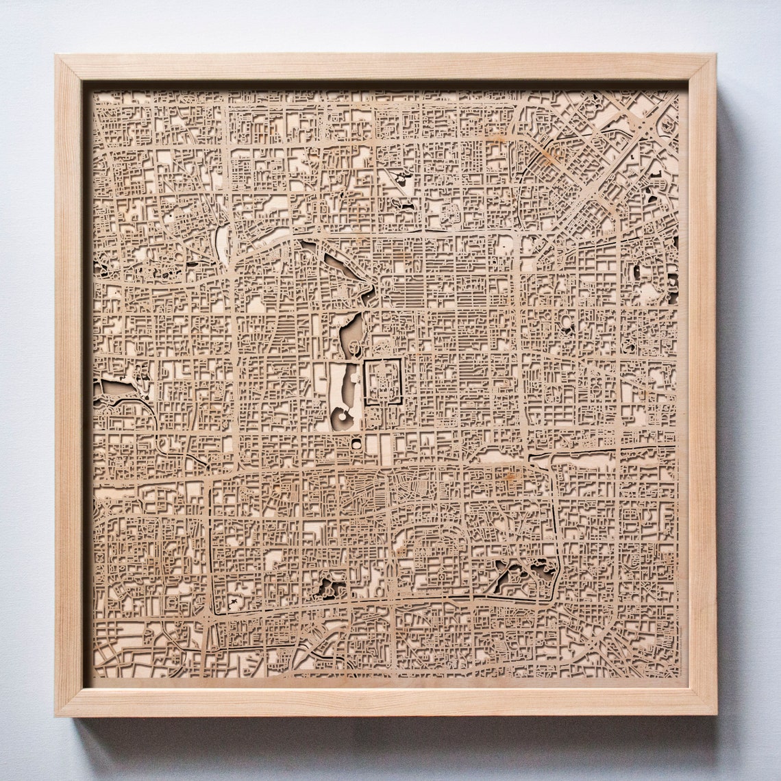 Beijing Wooden Map Pinewood Laser Cut Streets City Maps 3d | Etsy