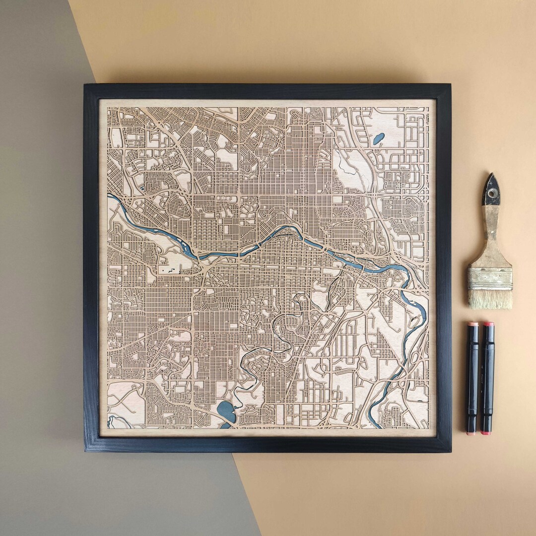 Calgary Personalized Wooden Map - Home Decor Wall Art Gift - Etsy