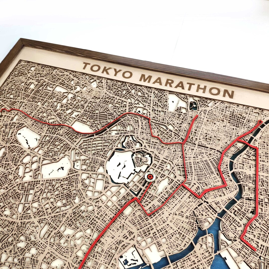 Tokyo Marathon Wood Map - 3D Laser Cut Wooden Map - Etsy