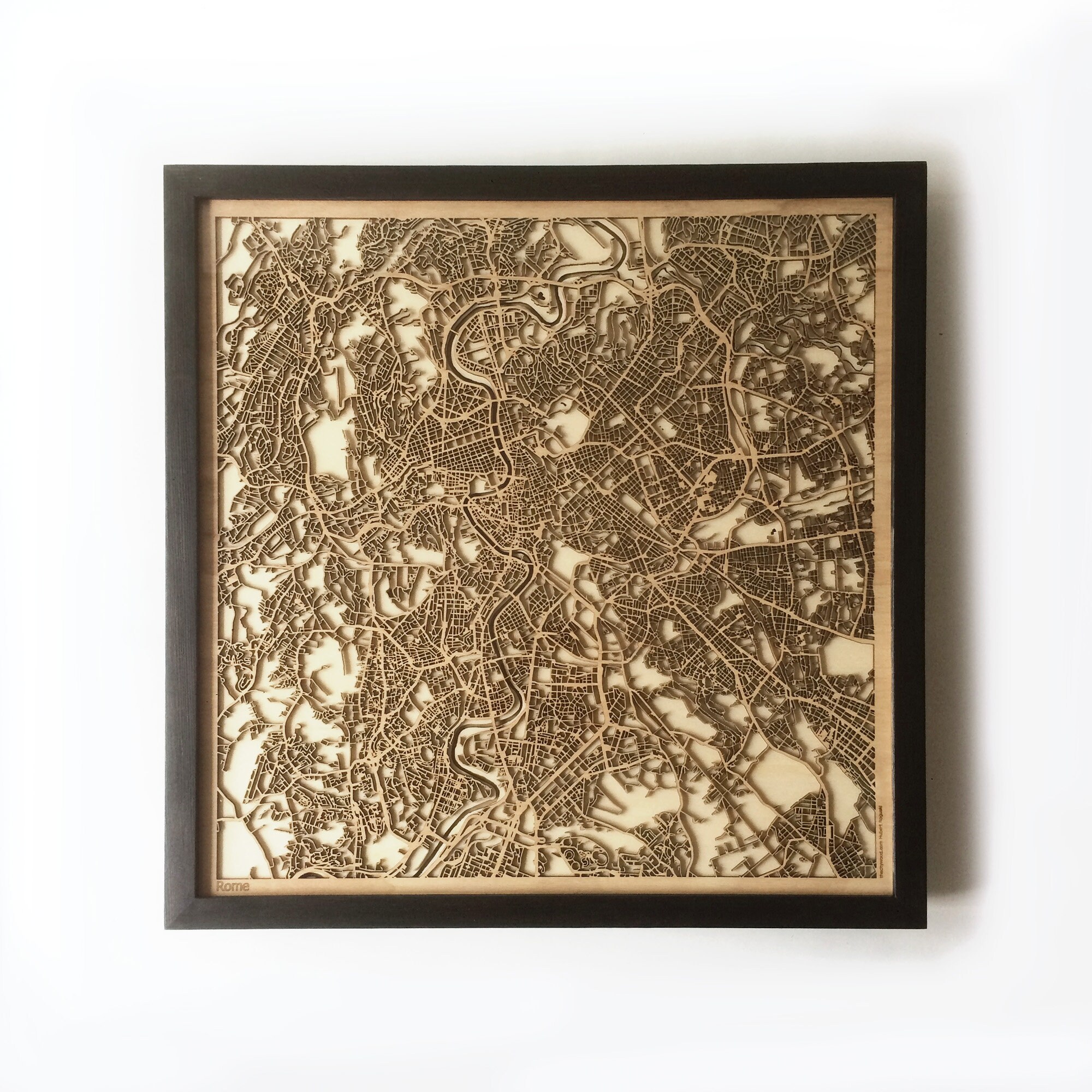 Rome Wooden Map Black Laser Cut Streets City Maps 3d Framed - Etsy
