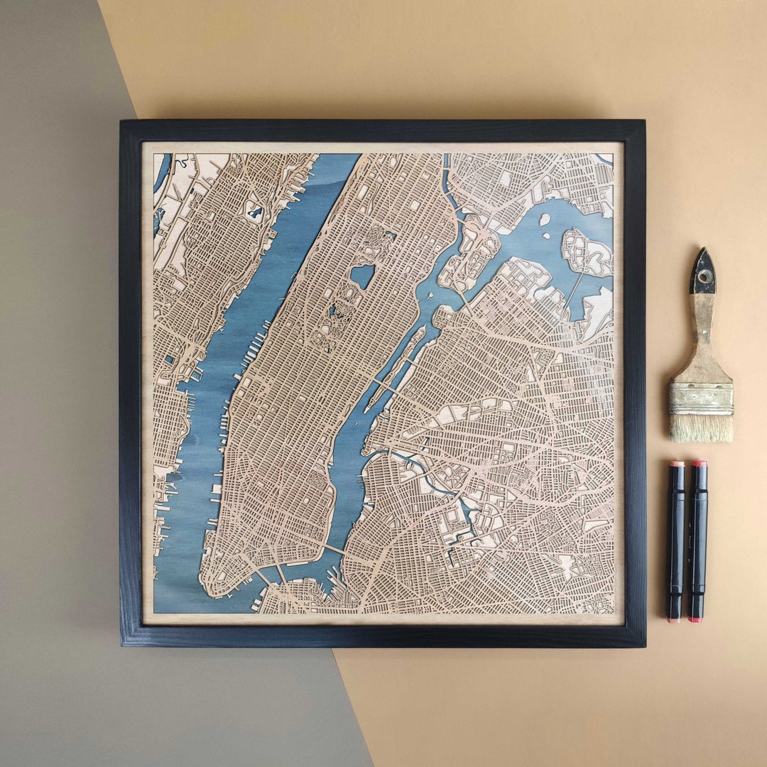 New York Personalized Wooden Map - Home Decor Wall Art Gift - Etsy