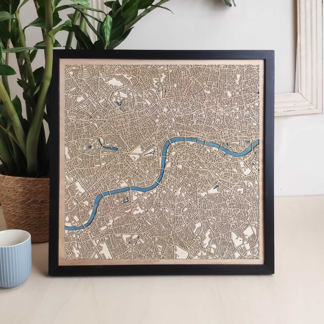 London Custom Wood Map - Personalized Art Gift - Etsy