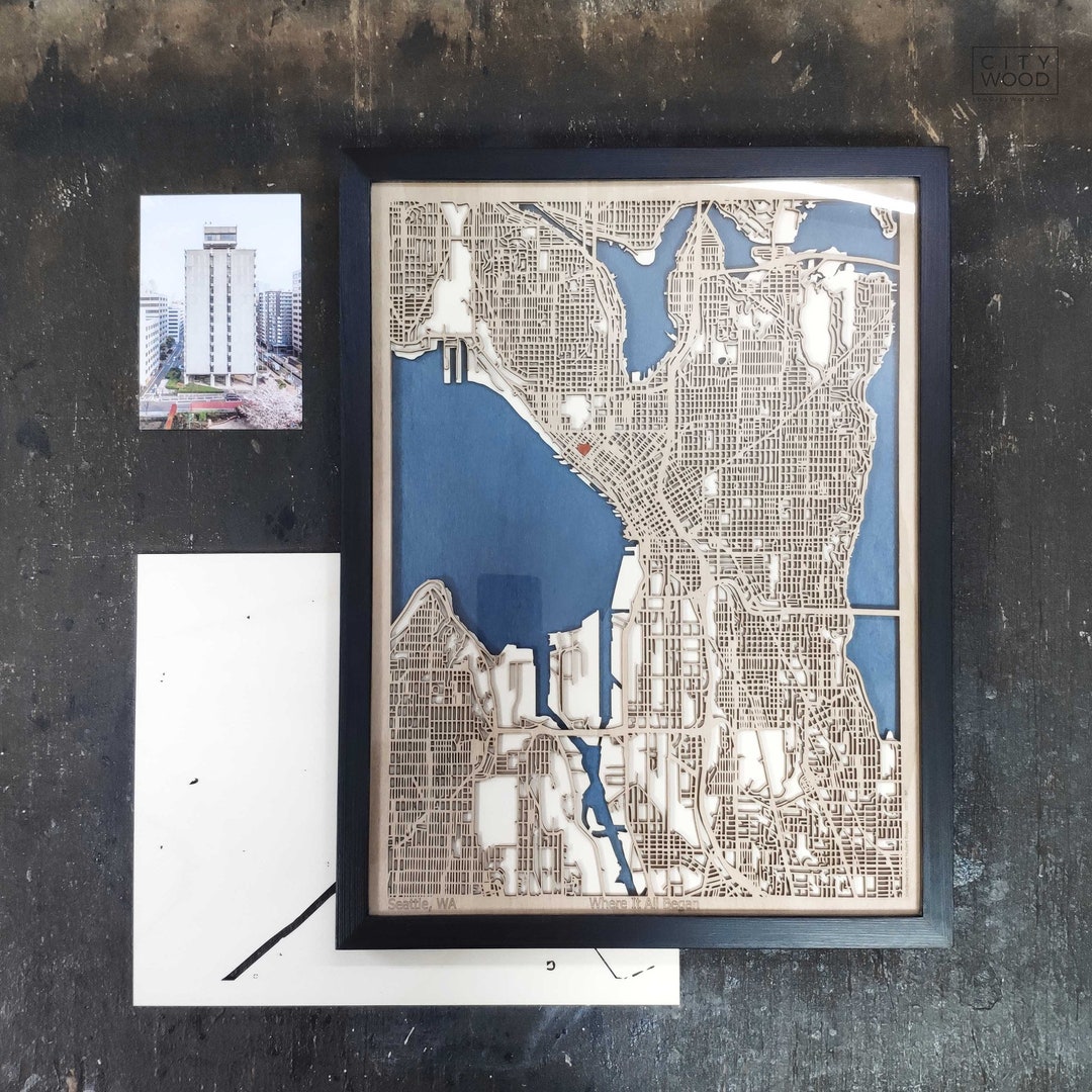 Seattle Wood Map - 3d City Map - Etsy