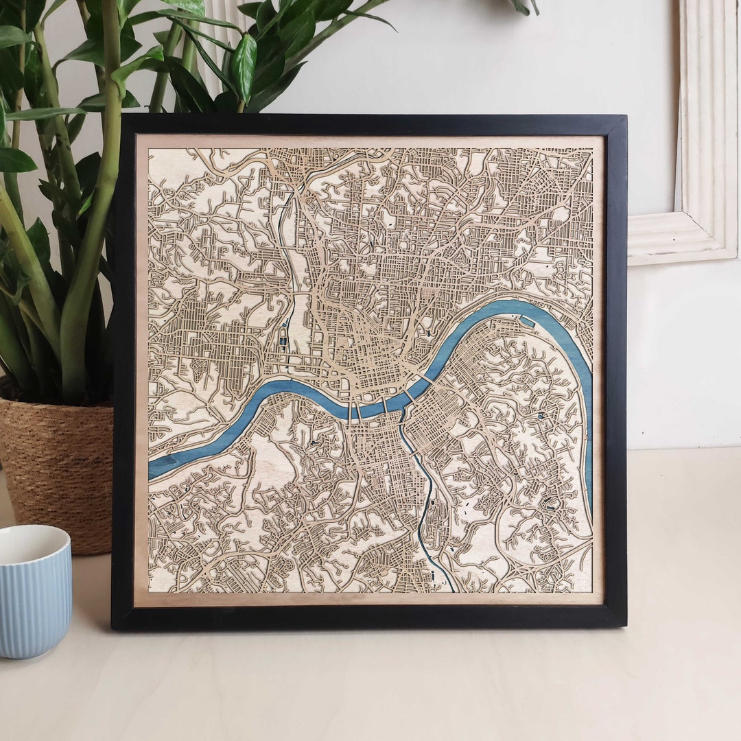 Cincinnati Custom Wood Map - Personalized Art Gift - Etsy