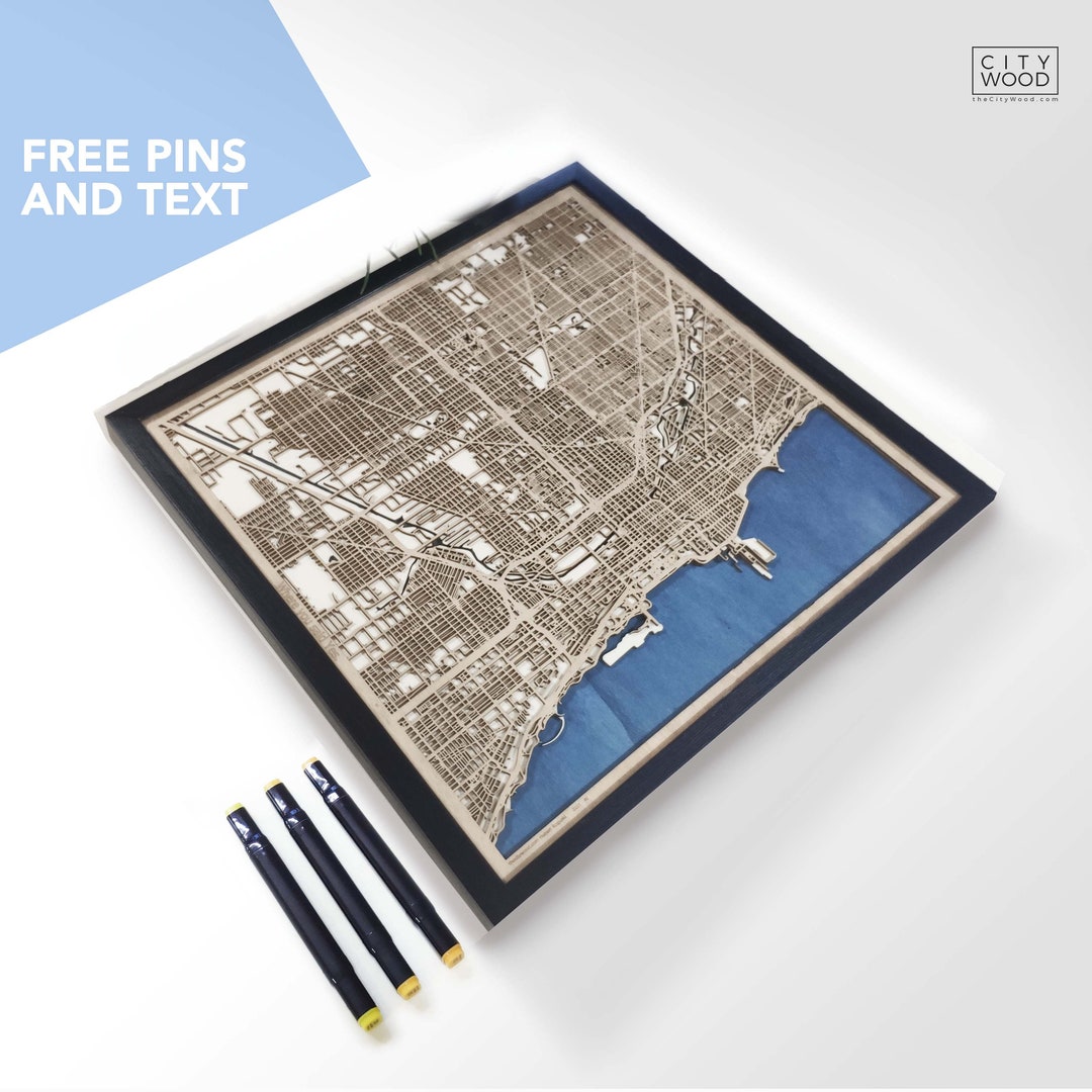 Chicago Wood Map - Laser Cut Wood Gifts - Etsy