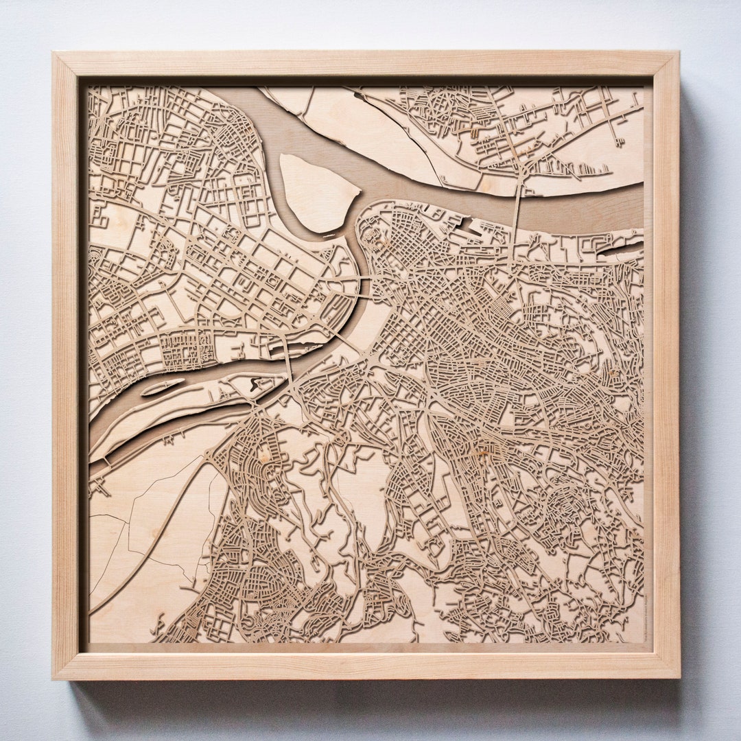 Belgrade Wooden Map - Pinewood Laser Cut Streets City Maps 3d Framed ...