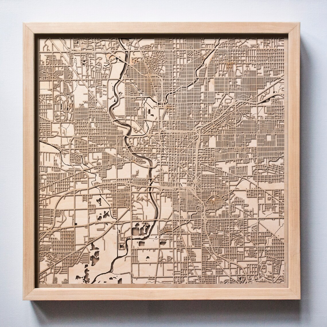 Indianapolis Wooden Map-laser Cut Wood Streets City Maps 3d - Etsy