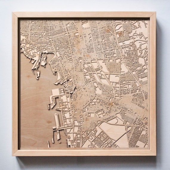 Jeddah Wooden Map Pinewood Laser Cut Streets City Maps 3d - Etsy India