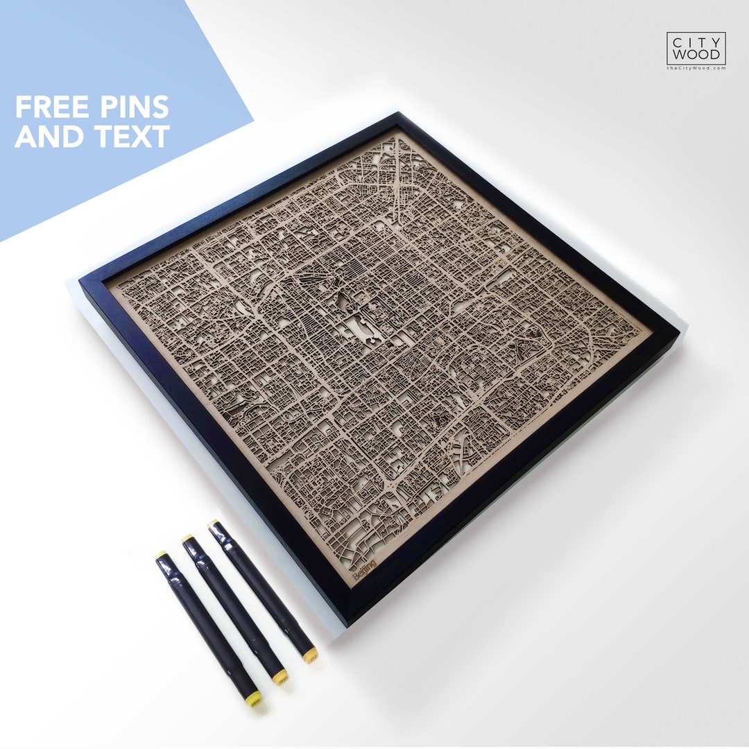 Beijing Wood Map - Laser Cut Wood Gifts - Etsy