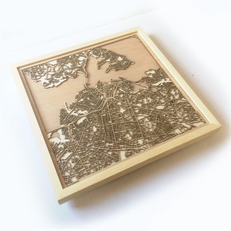 Auckland Wooden Map Laser Cut Wood Streets Maps 3d Framed | Etsy