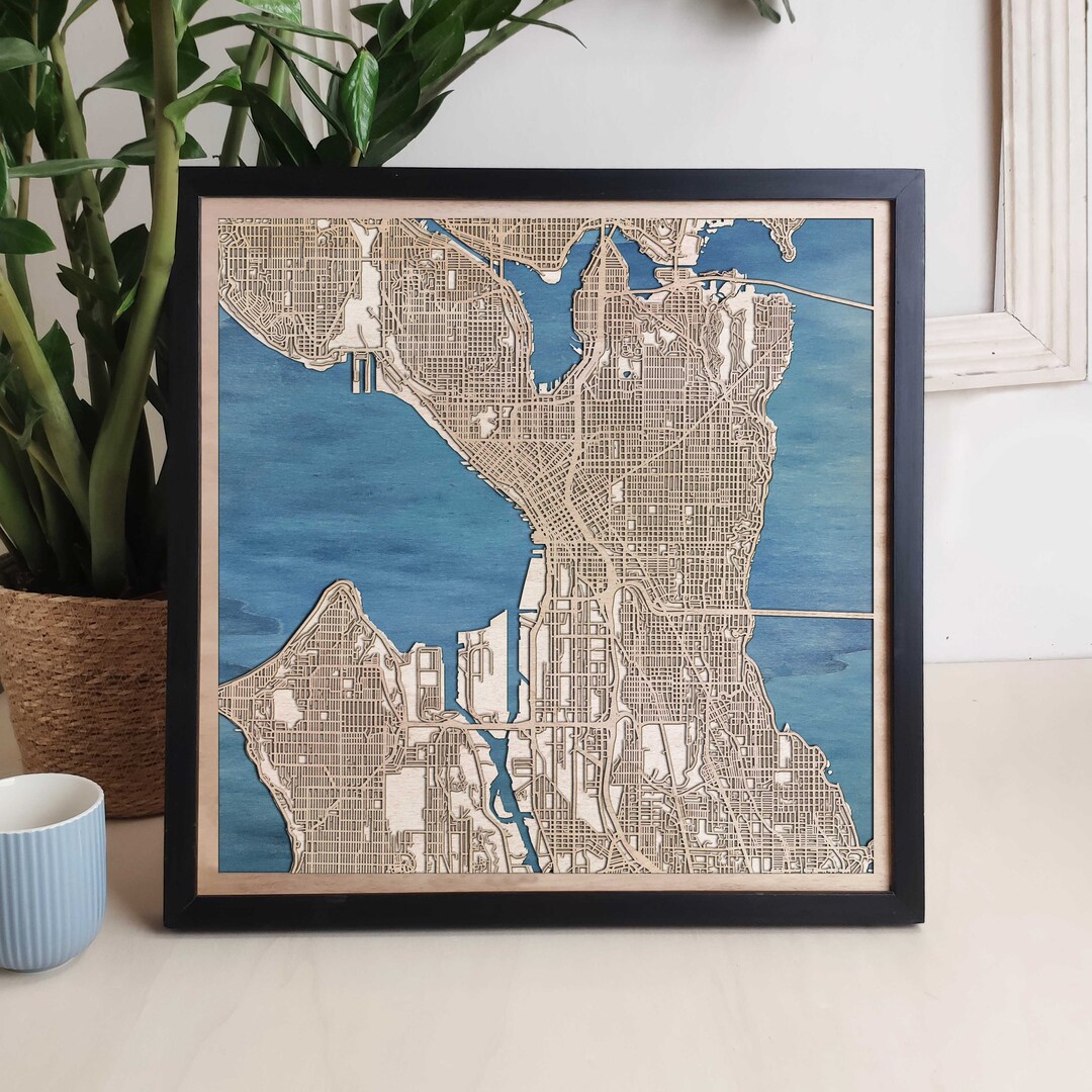 Seattle Custom Wood Map - Personalized Art Gift - Etsy