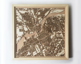Rome Wooden Map Pinewood Laser Cut Streets City Maps 3d | Etsy