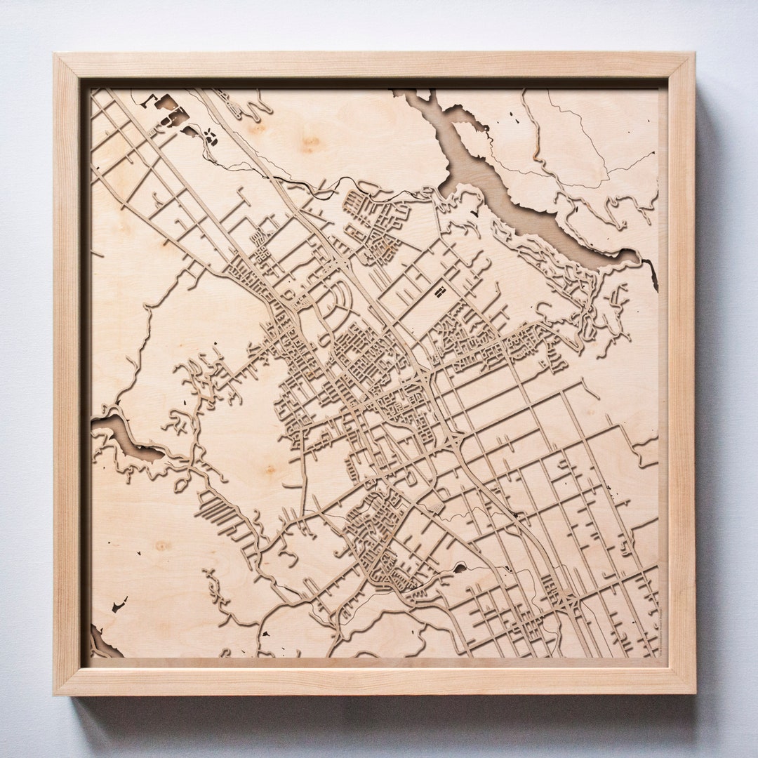 Morgan Hill Wooden Map - Black Laser Cut Wood Streets City Maps 3d ...