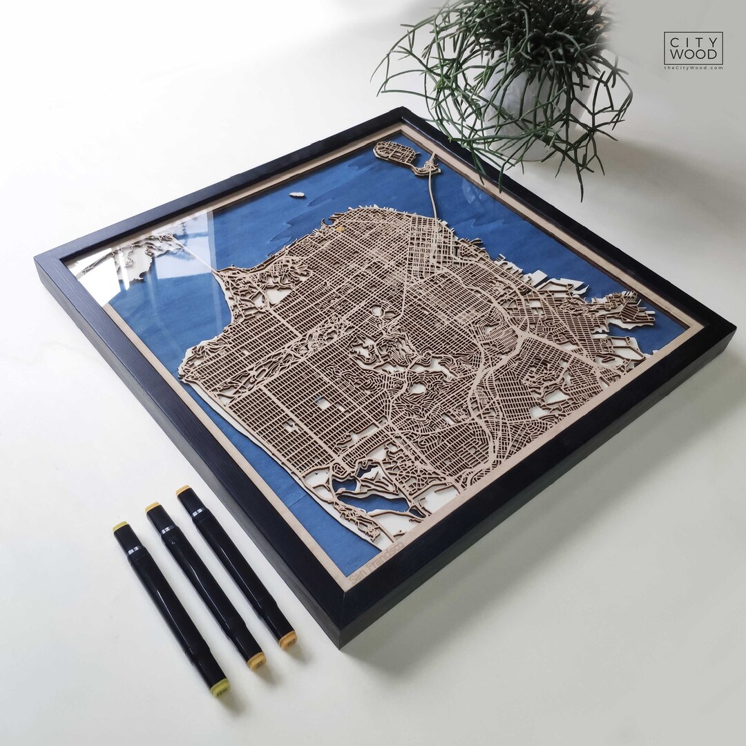 San Francisco Wooden Map - Laser Engraved - Etsy