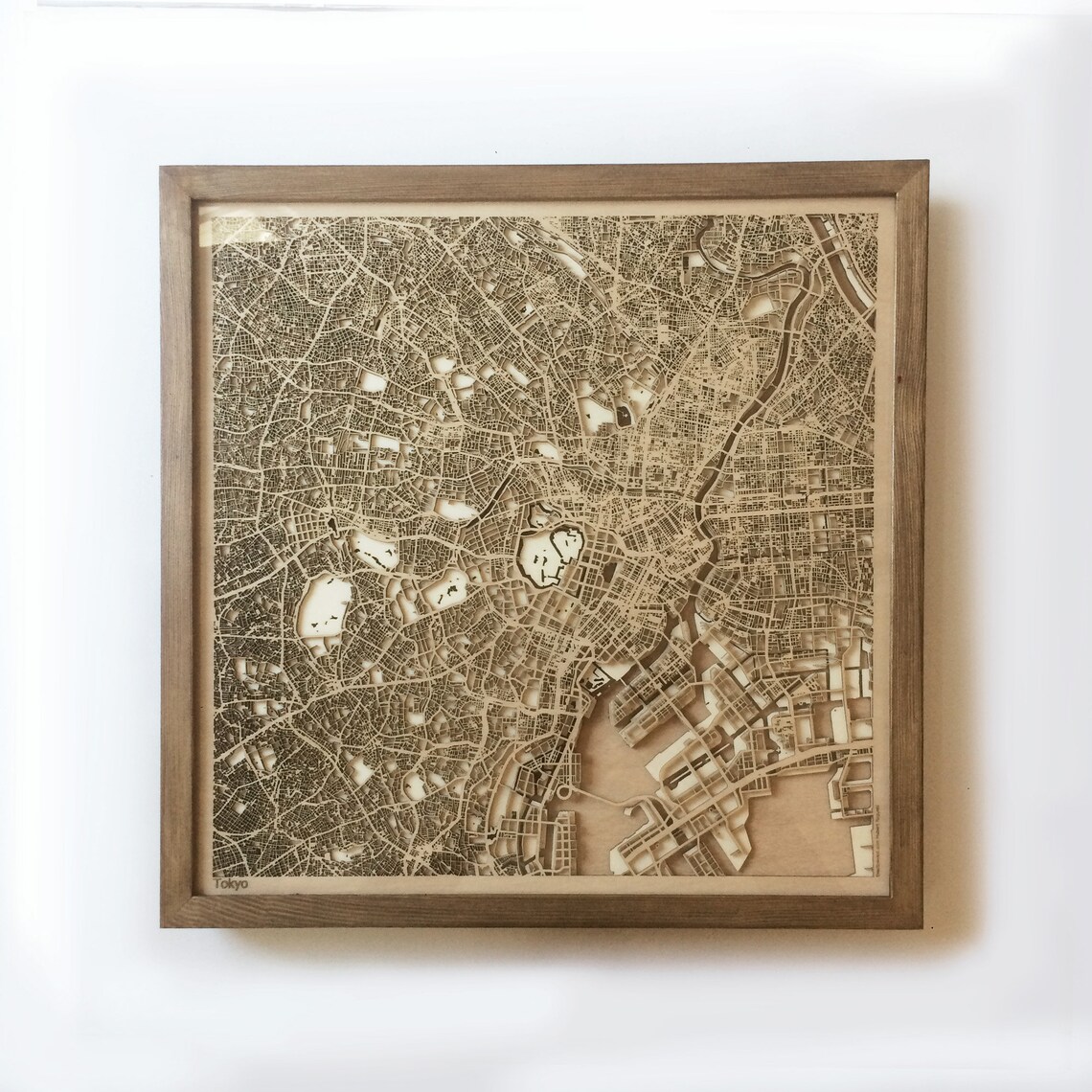 Wooden Map Tokyo Walnut Laser Cut New Home Travel Gift for - Etsy