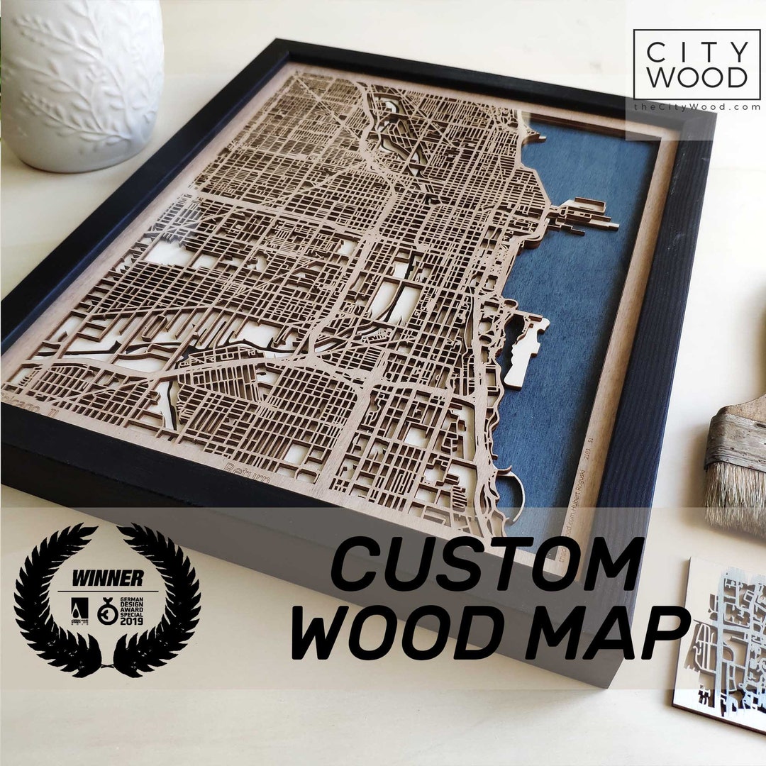 Custom Map Gift - Laser Cut - Engraved on Wood Map Personalized Gifts ...