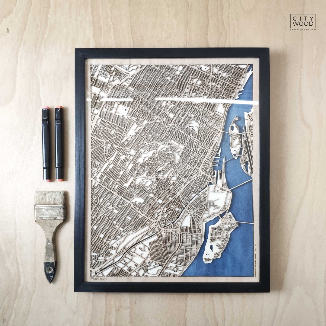 Montreal Wood Map - 3D Laser Cut Map - Etsy
