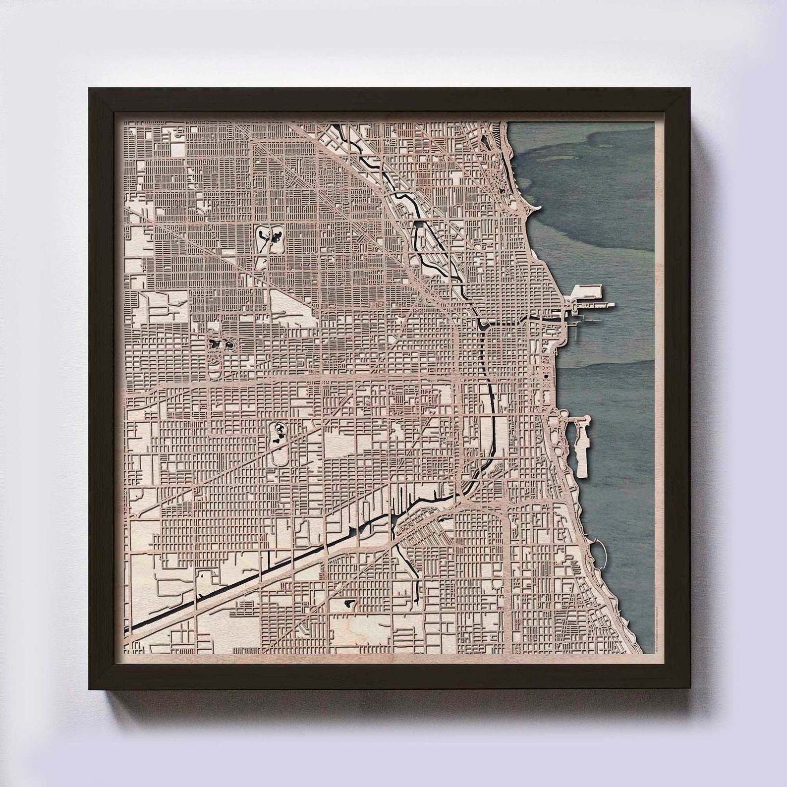 Chicago Wood Map 5th Anniversary Gift Custom Wooden Map | Etsy