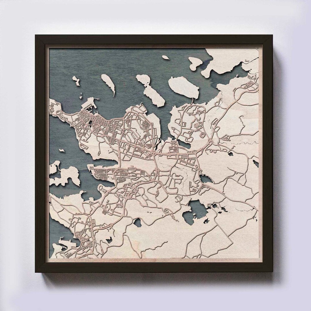 Reykjavik Wood Map - 5th Anniversary Gift - Custom Wooden Map Laser Cut ...