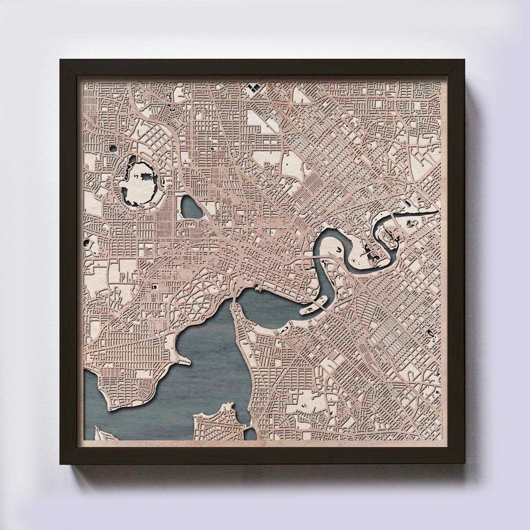 Perth Wood Map - 5th Anniversary Gift - Custom Wooden Map Laser Cut ...