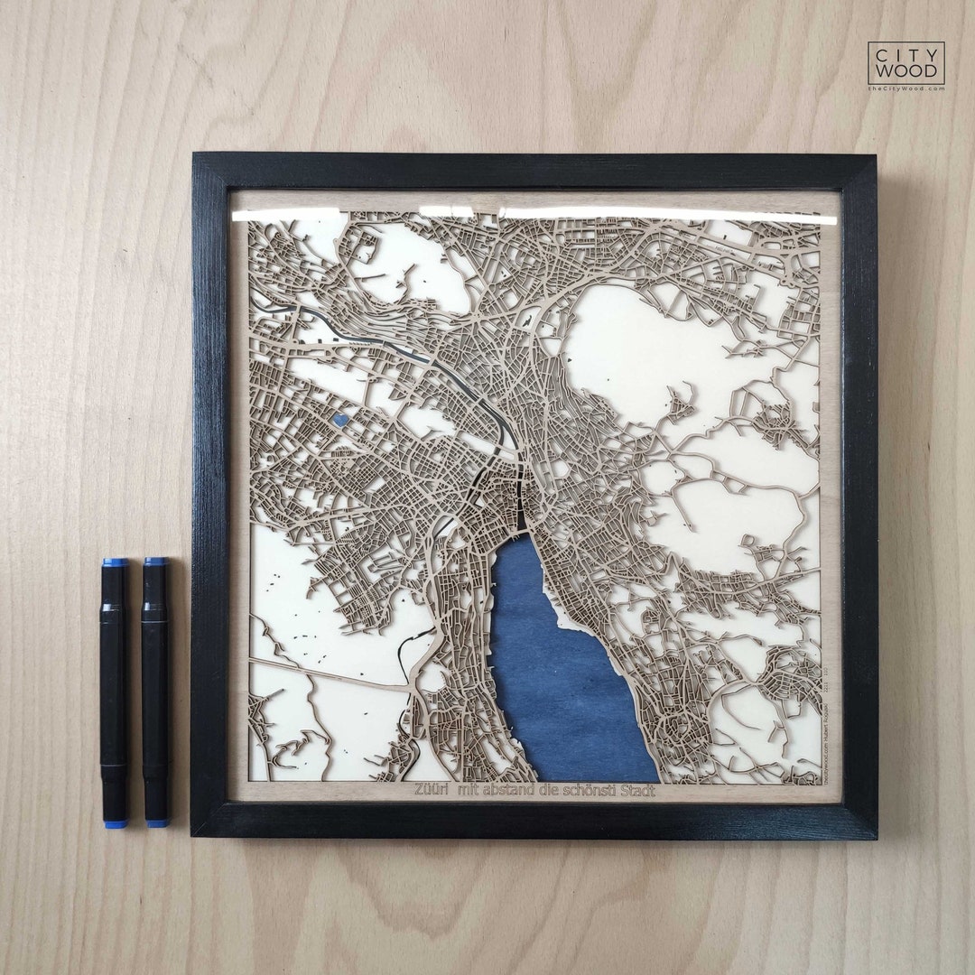 Zurich Wood Map - 3D Laser Cut Map - Etsy