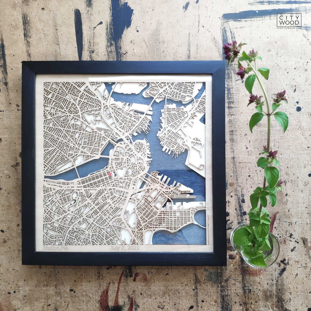 Boston Wood Map - 3D Laser Cut Map - Etsy