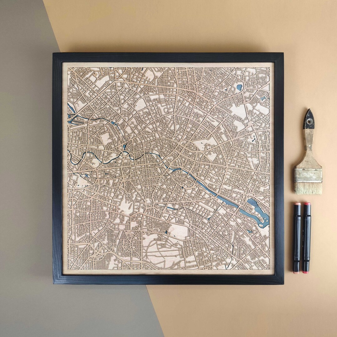Berlin Personalized Wooden Map - Home Decor Wall Art Gift - Etsy