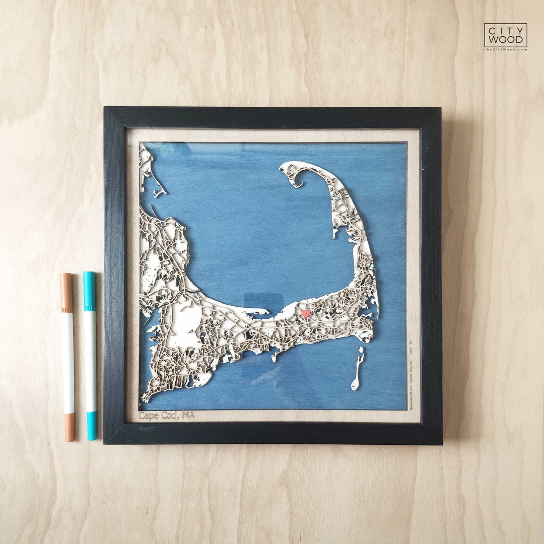 Cape Cod Wooden Map - Laser Engraved - Etsy